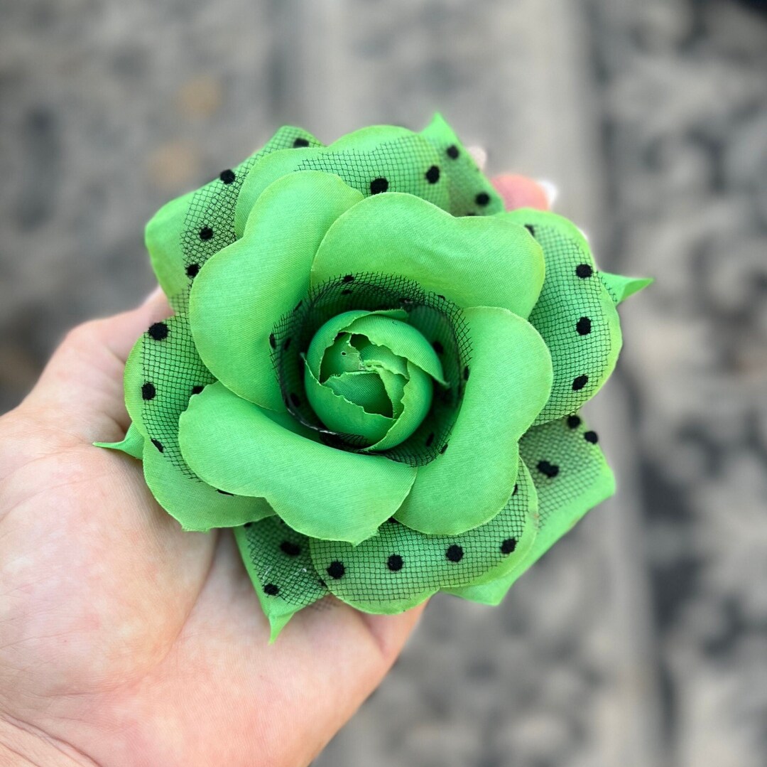 Green Polka Dot Rose Flower Pin Gift for Her - Etsy