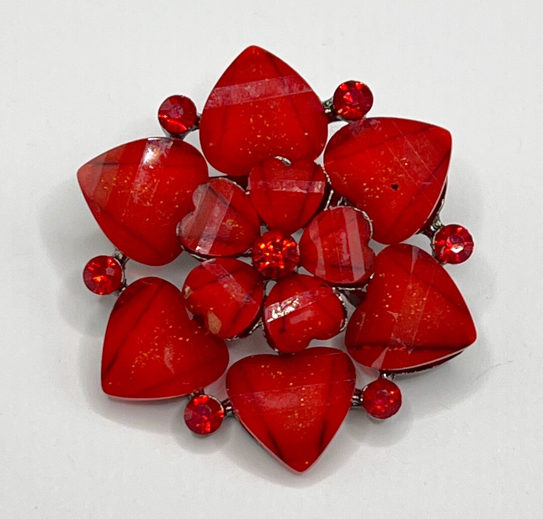 Red Heart Pin, Unique Heart Jewelry Christmas Jewelry for Her, Red ...