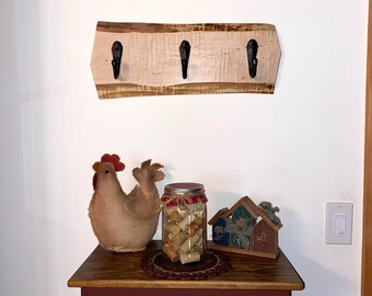 Coat Rack, Live Edge, Spalted Curly Maple, Towel Rack - Etsy