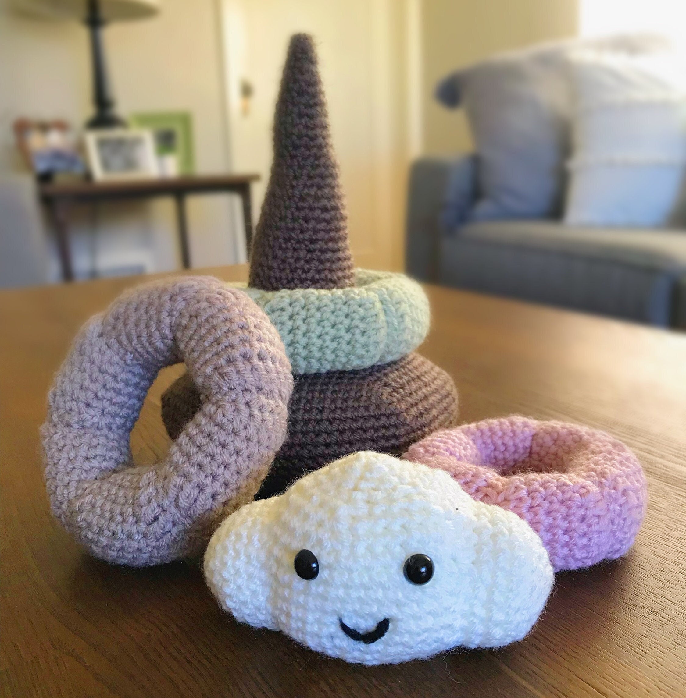 Hexagon Stacking Rings Toy With Cloud Topper Crochet Pattern ...