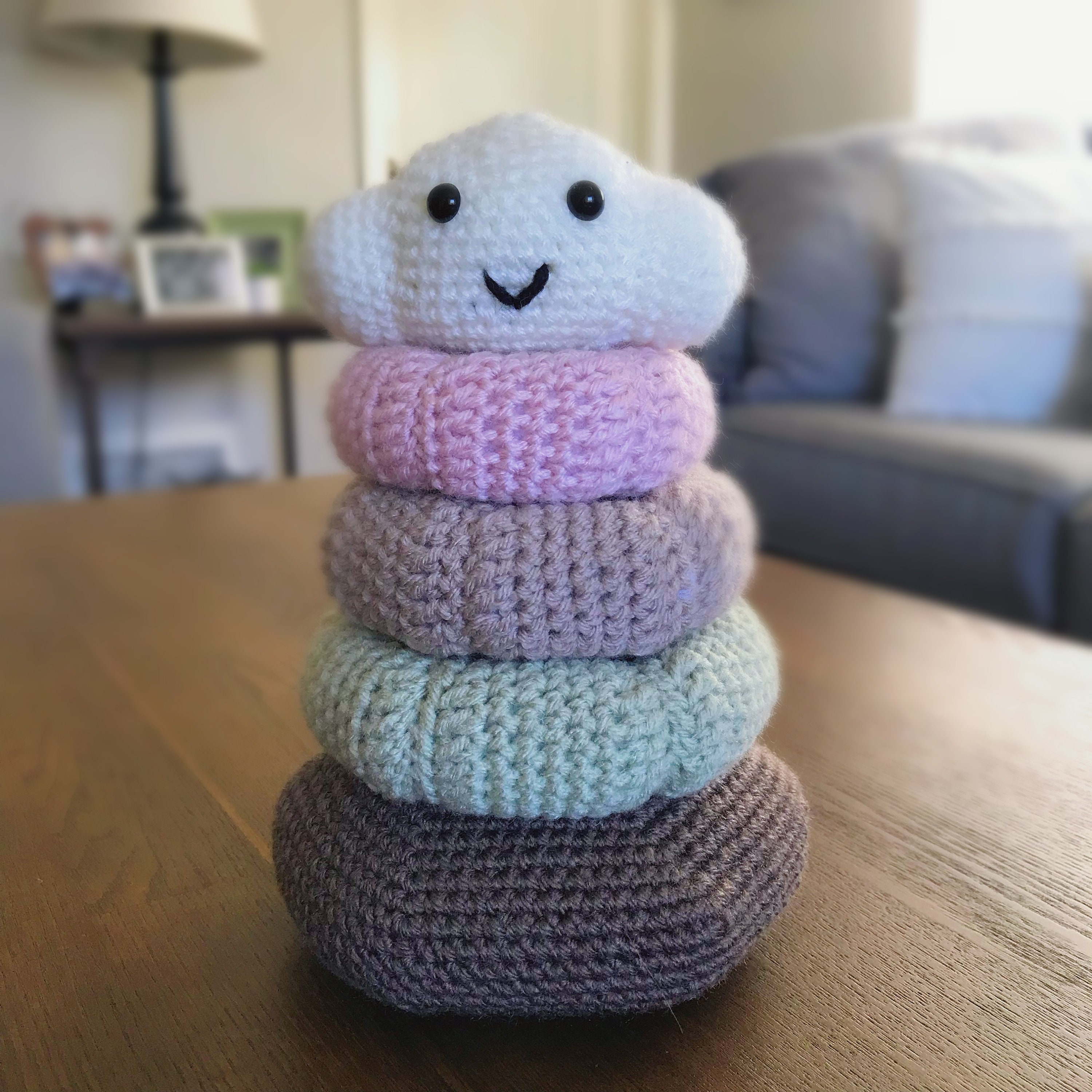 Hexagon Stacking Rings Toy With Cloud Topper Crochet Pattern ...