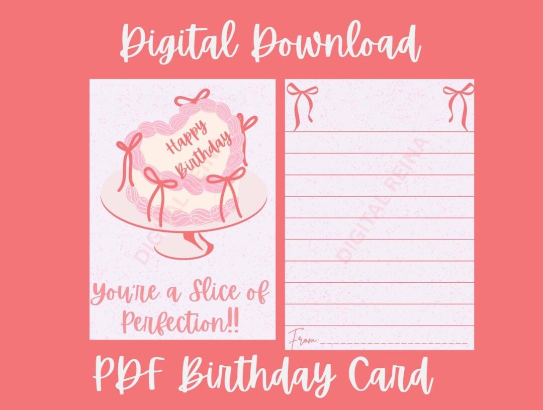 Digital Birthday Card | PDF Printable Card | Birthdaycake Card | Slice ...