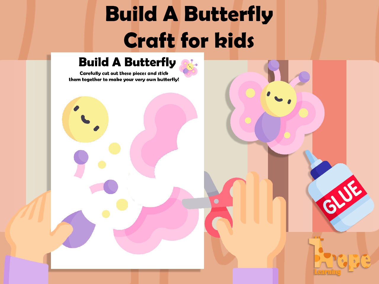 Printable Butterfly Craft, Spring Paper Craft, Kindergarten Activity ...