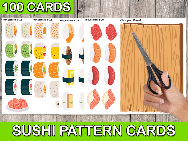 SUSHI PATTERN CARDS Pretend Play Preschool Printable Kindergarten ...