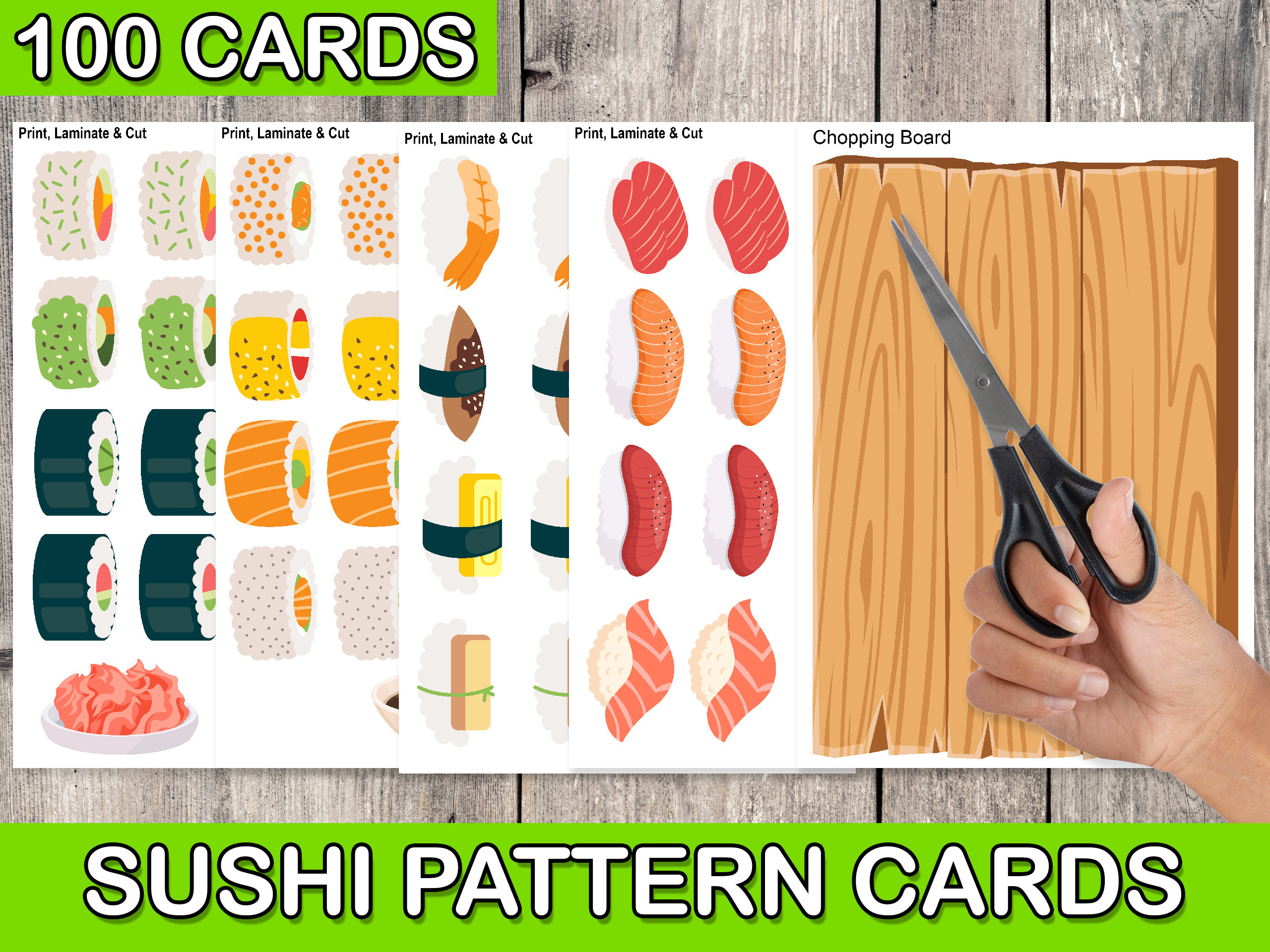SUSHI PATTERN CARDS Pretend Play Preschool Printable Kindergarten ...