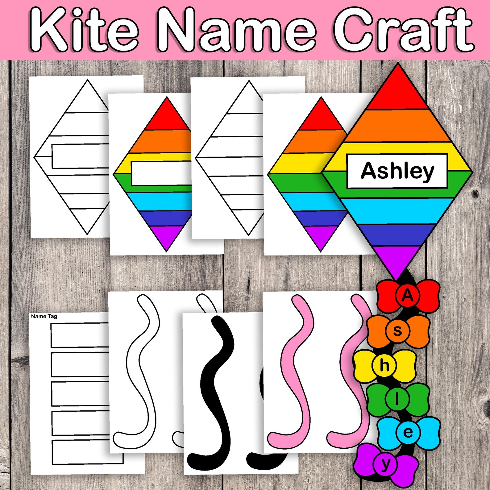 Kite Craft, Spring Craft, Rainbow Name Craft, Back to School ...