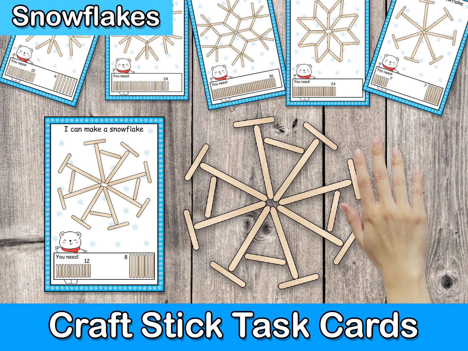 Snowflake Craft Stick Task Cards Winter Fine Motor Skills Christmas ...