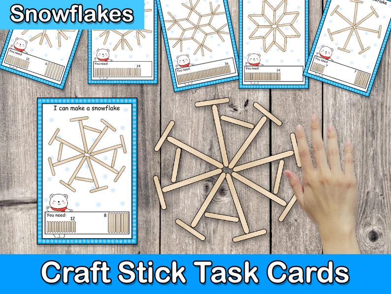 Snowflake Craft Stick Task Cards Winter Fine Motor Skills Christmas ...