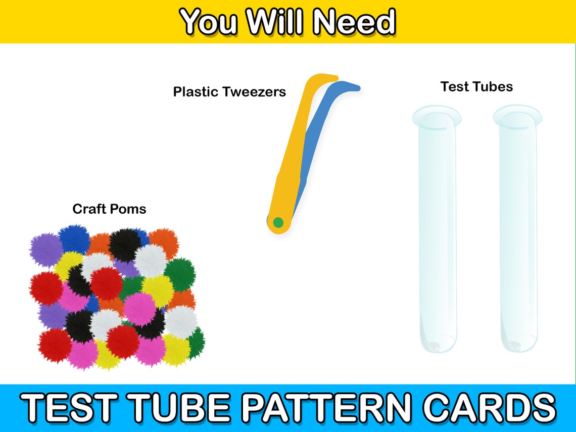 Test Tube Pattern Cards, Math Center, Pattern Task Cards, Montessori ...
