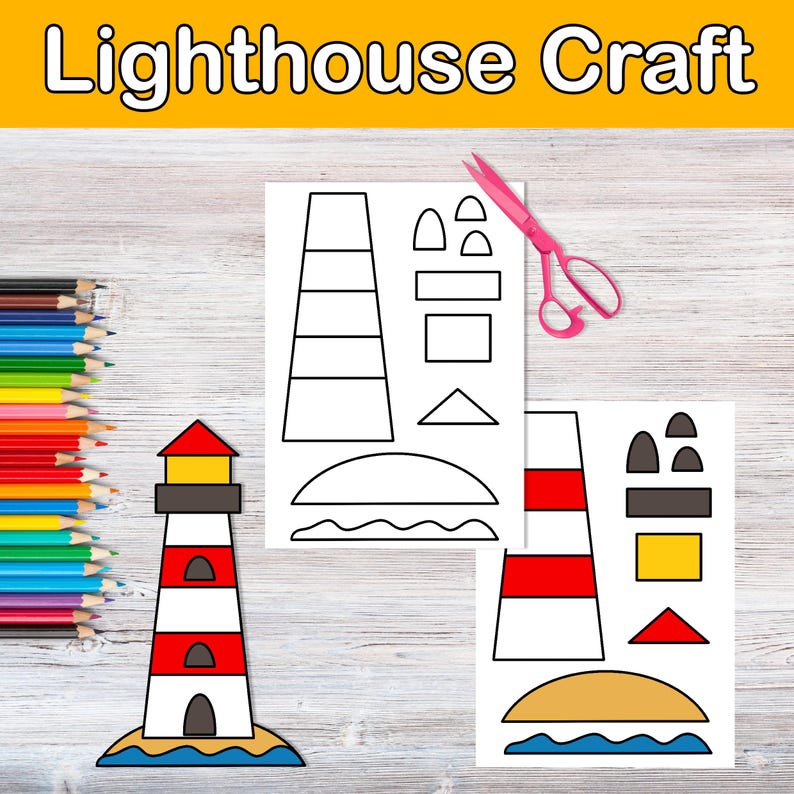 Lighthouse Craft | Cut and Paste | Coloring Page | Summer Activity ...