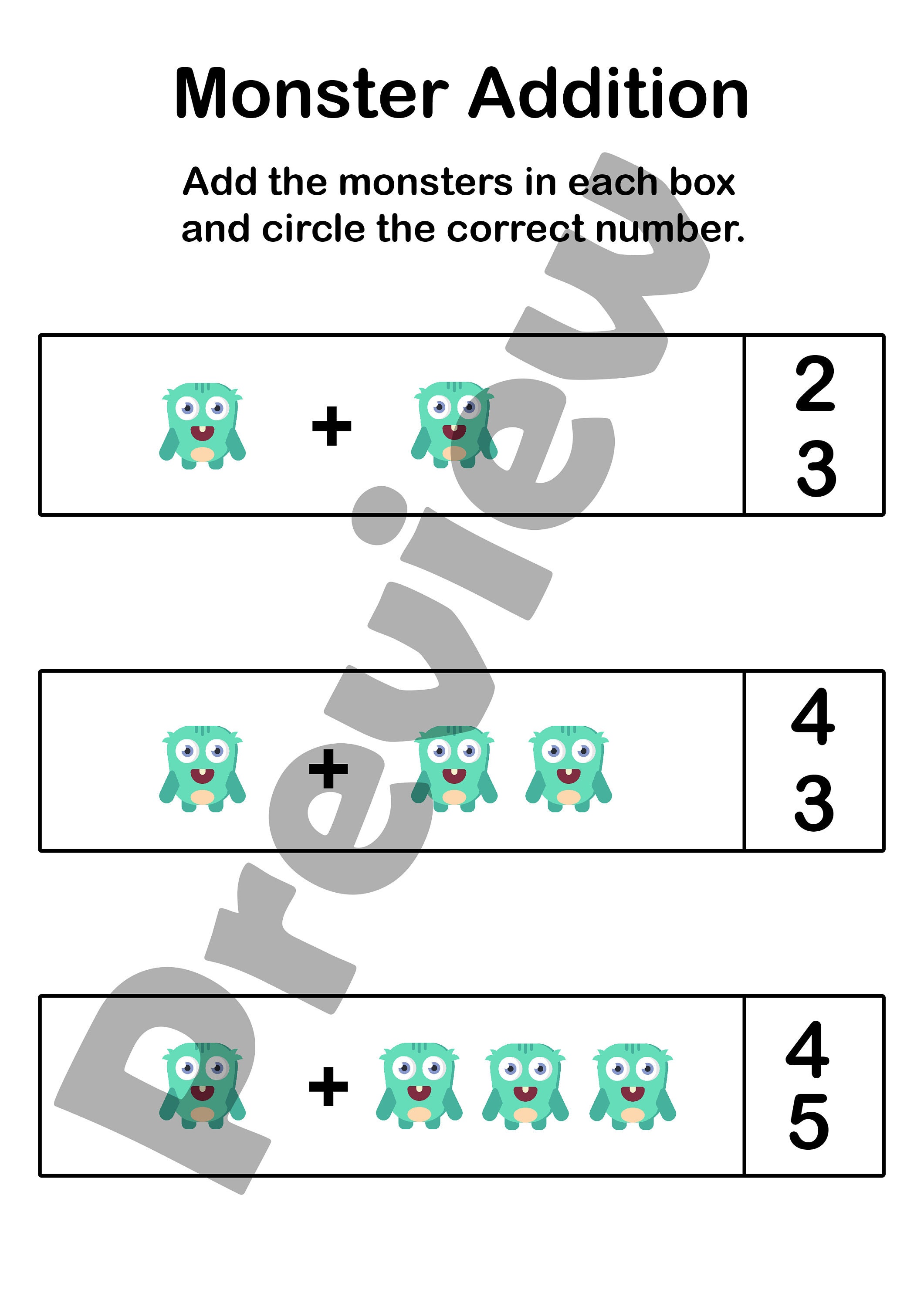 Math Activities for Kindergarten - Monster Mathematics - Math ...