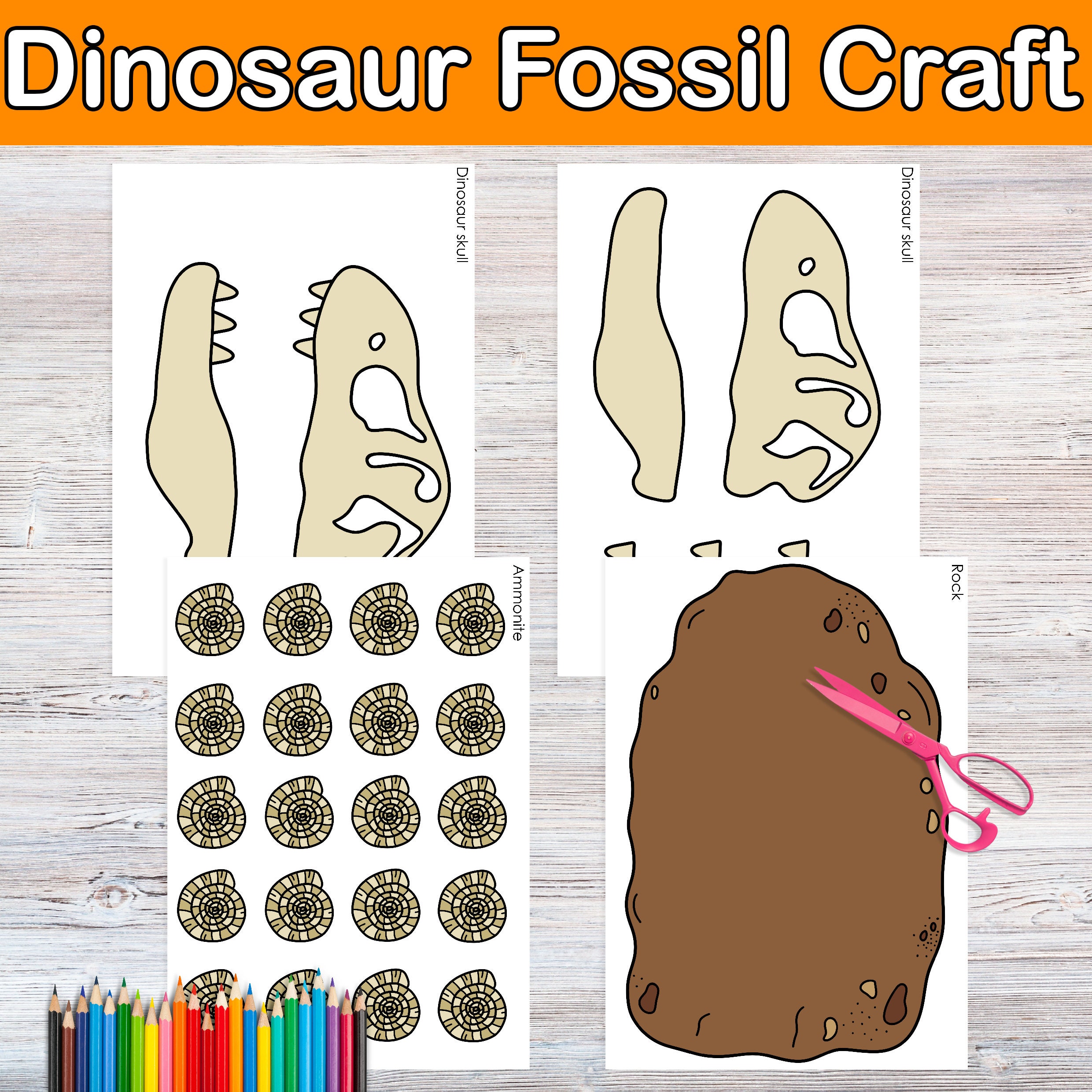 Dinosaur Fossil Craft, Dinosaur Birthday, Homeschool Activity, Dinosaur ...