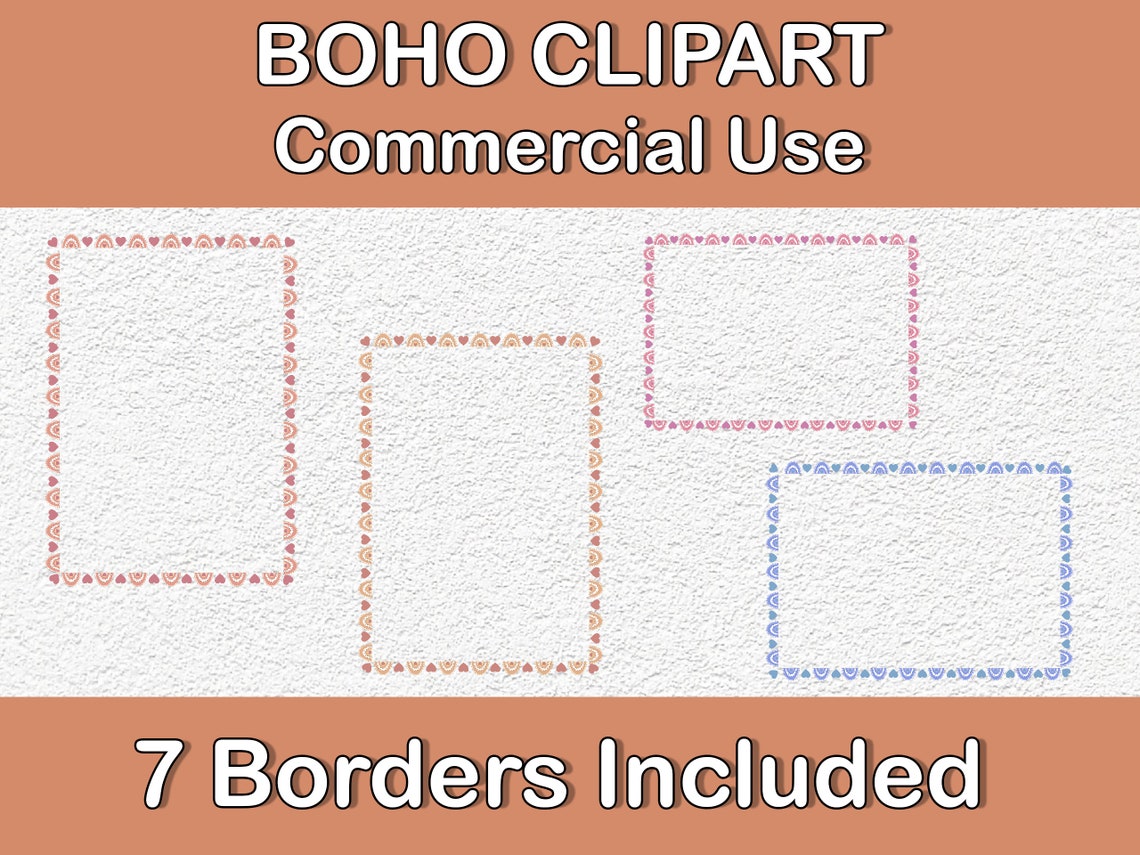 BOHO Rainbow Clipart, BOHO Rainbow Clip Art, Commercial Use Clipart ...