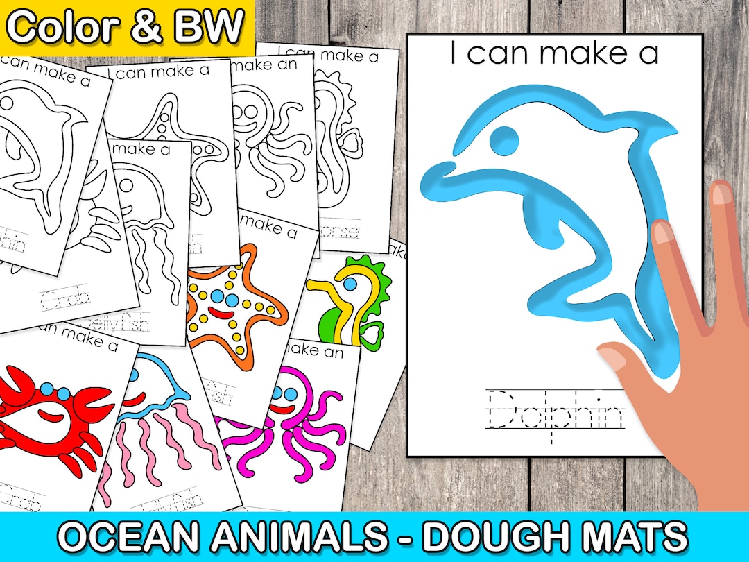 Ocean Animals Playdough Mats, Ocean Animals, Fine Motor Skills ...