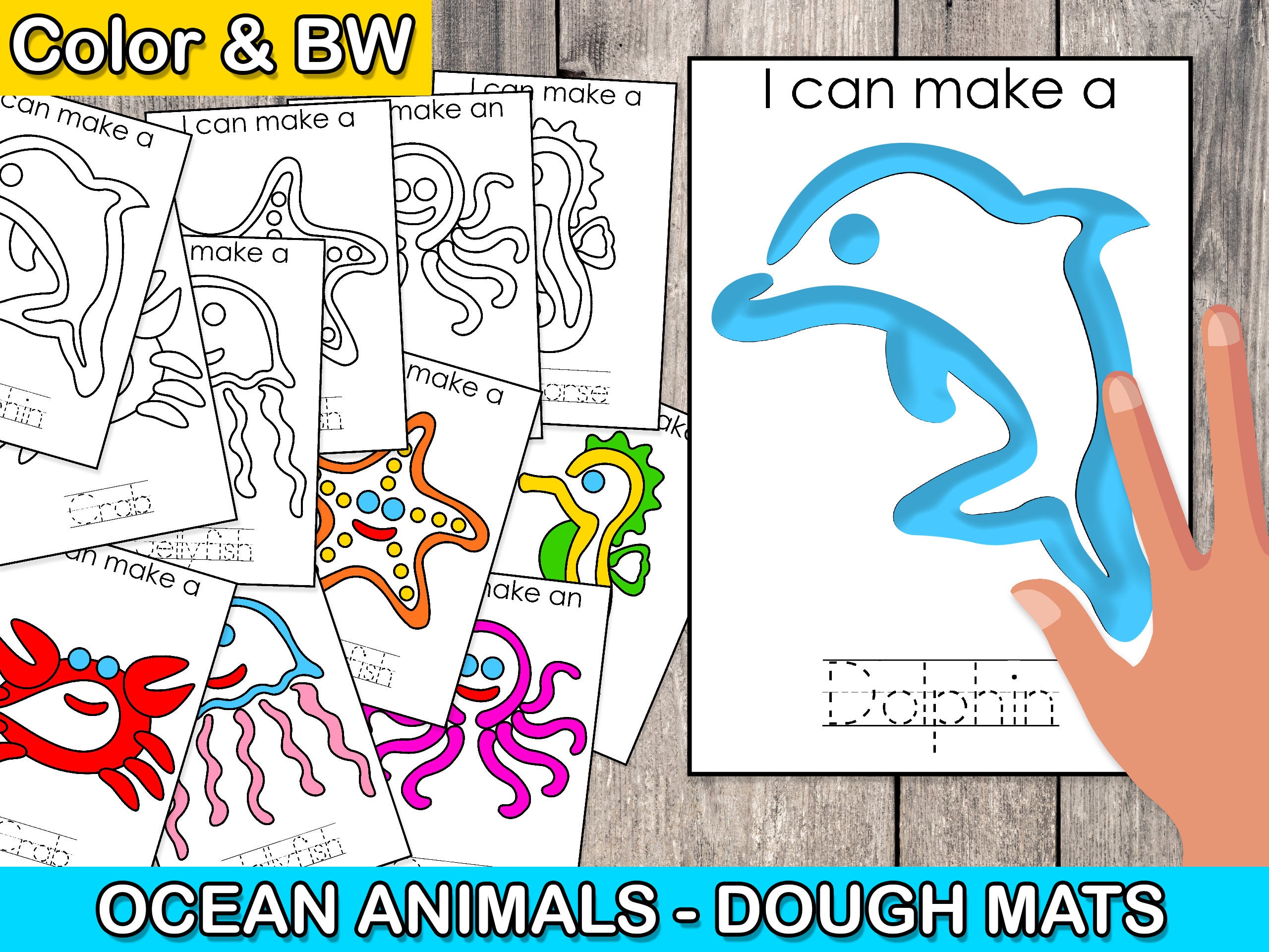 Ocean Animals Playdough Mats, Ocean Animals, Fine Motor Skills ...