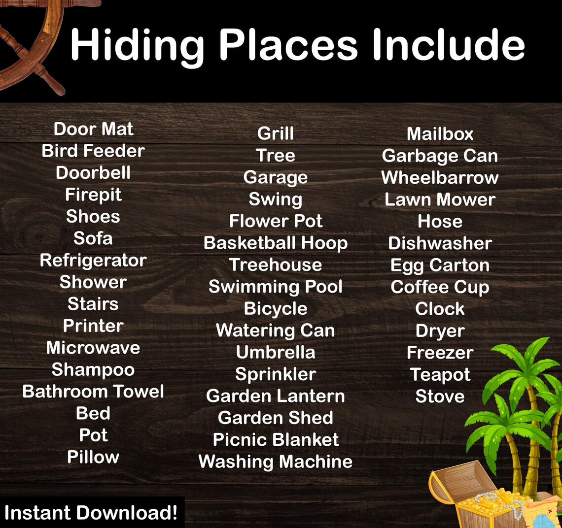 Indoor and Outdoor Treasure Hunt, Birthday Treasure Hunt, Children ...