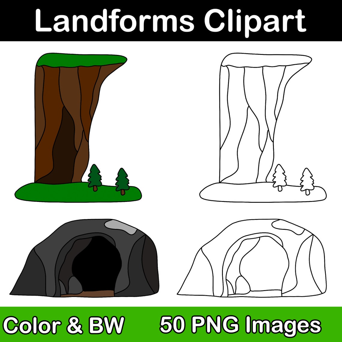 Landforms Clipart - School PNG - Bulletin Board - Geography - Science ...