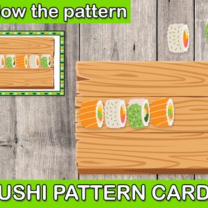 SUSHI PATTERN CARDS Pretend Play Preschool Printable Kindergarten ...