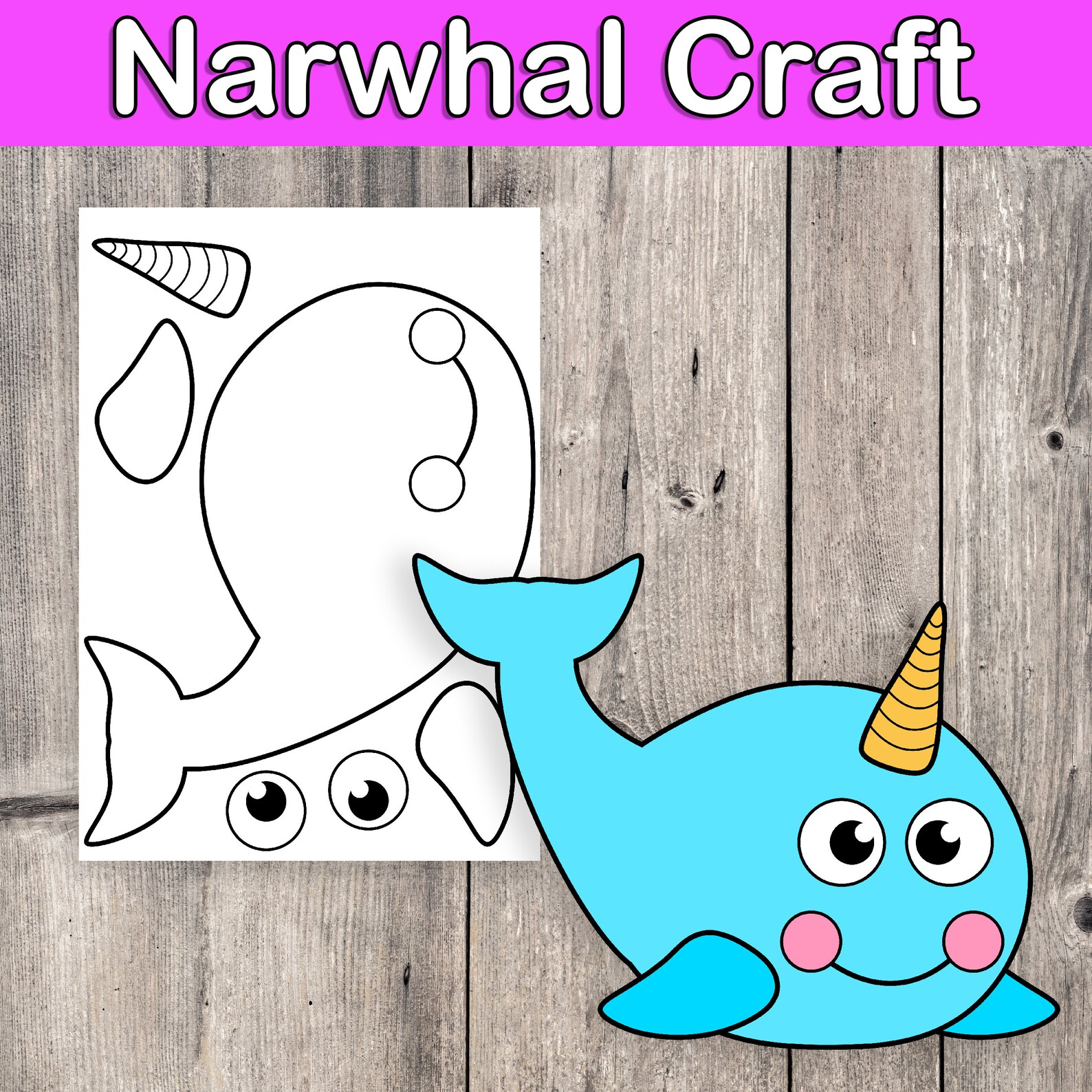 Narwhal Craft - Ocean Animal - Fine Motor Practice- Cutting Practice ...