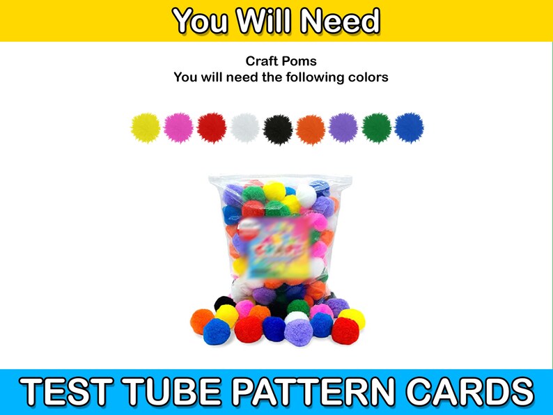 Test Tube Pattern Cards, Math Center, Pattern Task Cards, Montessori ...