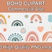 BOHO Rainbow Clipart, BOHO Rainbow Clip Art, Commercial Use Clipart ...