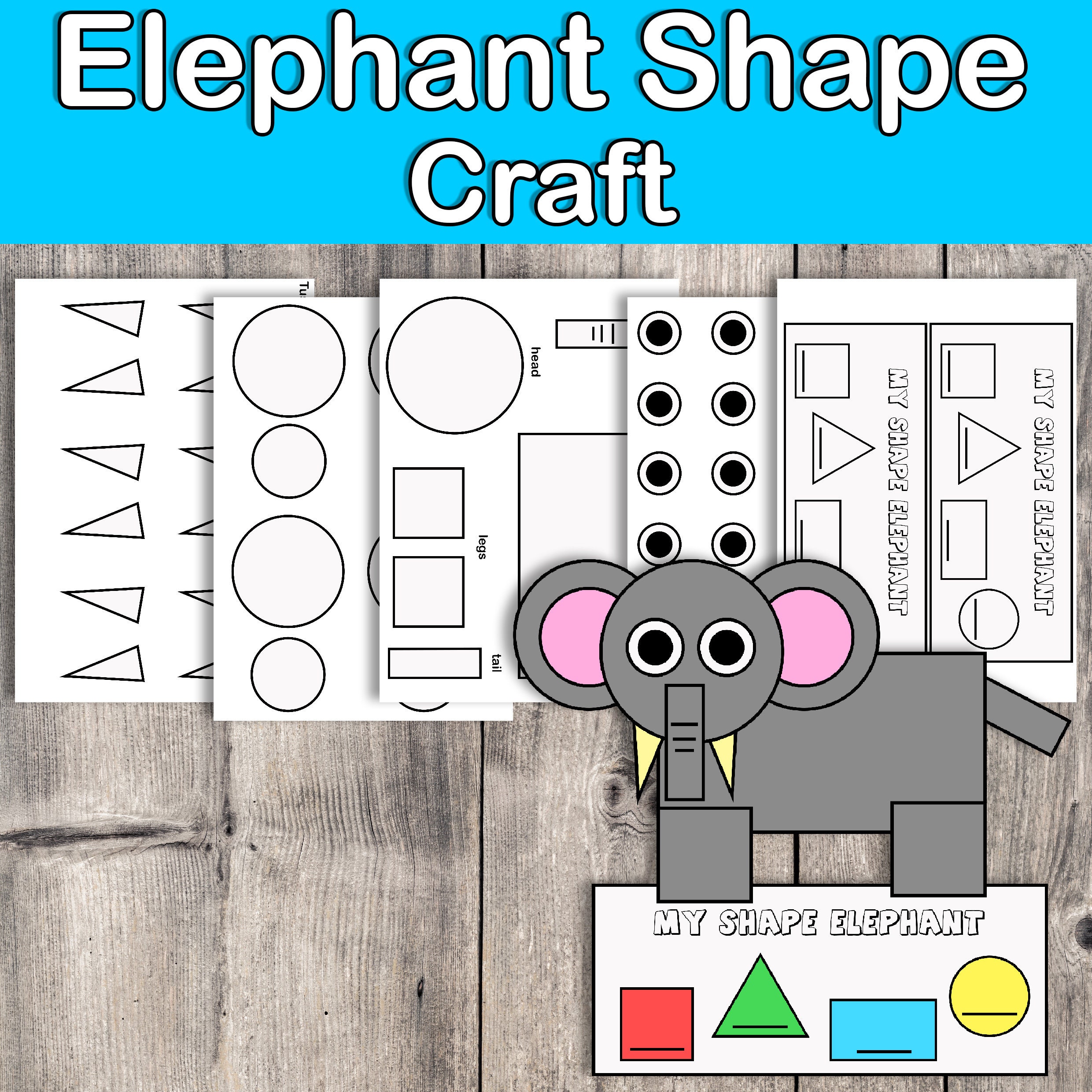 Elephant Shape Craft, Shape Activity, Homeschool Printables, Learn ...