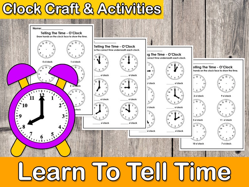 Telling Time, Telling Time to the Hour, Telling Time Practice ...