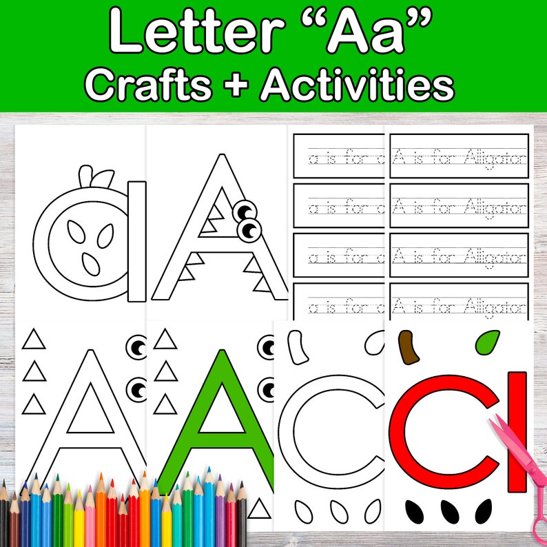 ALPHABET LETTER Craft - Letter A - Letter A Worksheets- Uppercase and ...