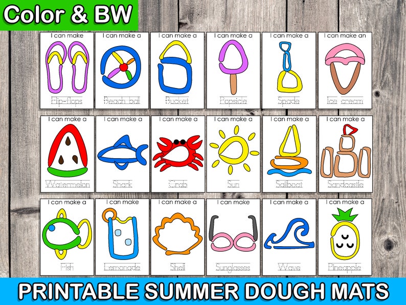 Summer Playdough Mats, Play Dough Fine Motor Skills, Playdough Mats ...