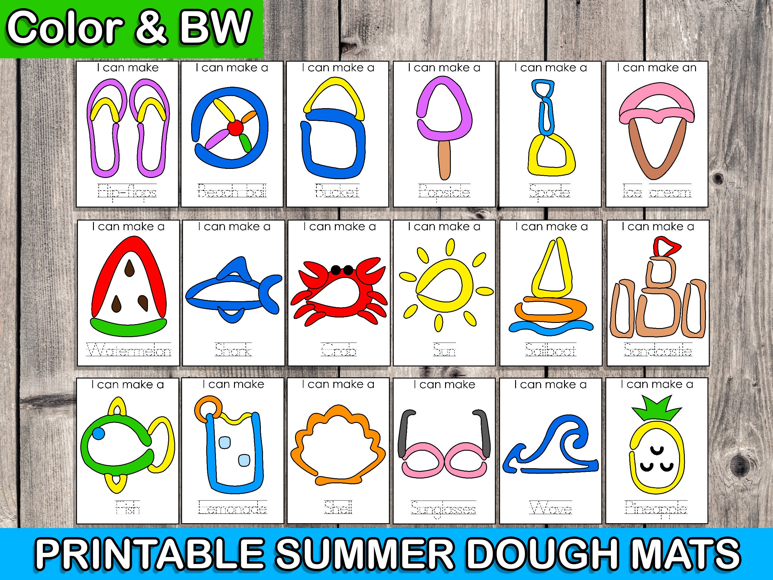 Summer Playdough Mats, Play Dough Fine Motor Skills, Playdough Mats ...