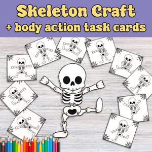 Halloween Skeleton Craft Task Card Center, Halloween Bulletin Board ...