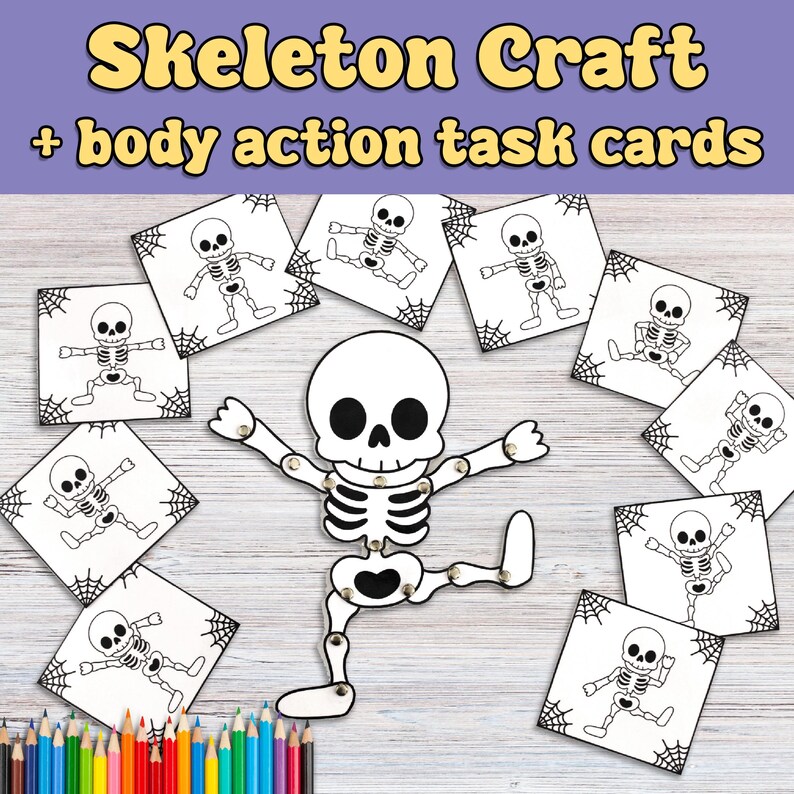 Halloween Skeleton Craft Task Card Center, Halloween Bulletin Board ...