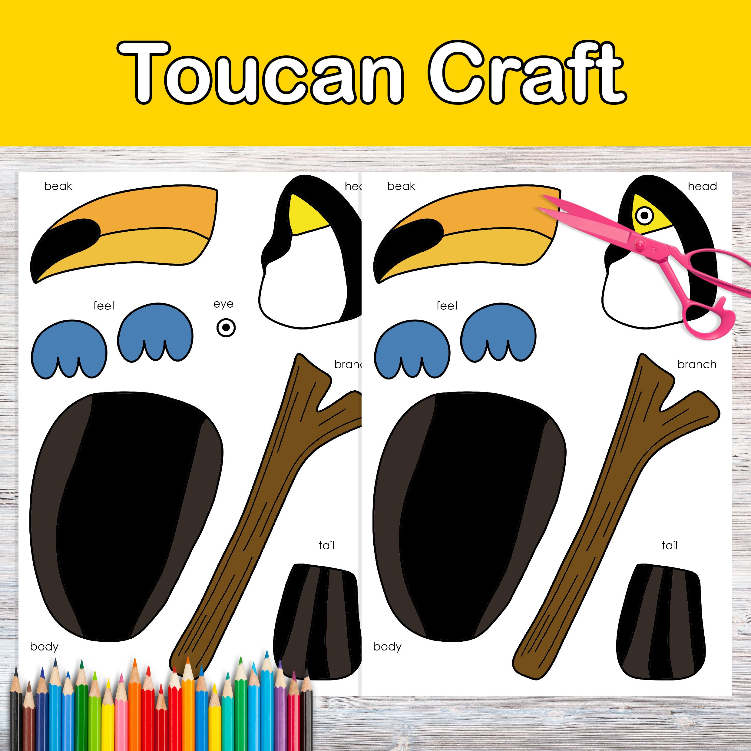 Toucan Craft, Zoo Animal Activity, Rainforest Activity, Animal Craft ...
