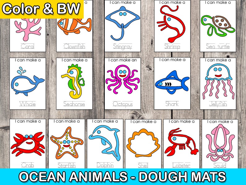 Ocean Animals Playdough Mats Ocean Animals Fine Motor - Etsy
