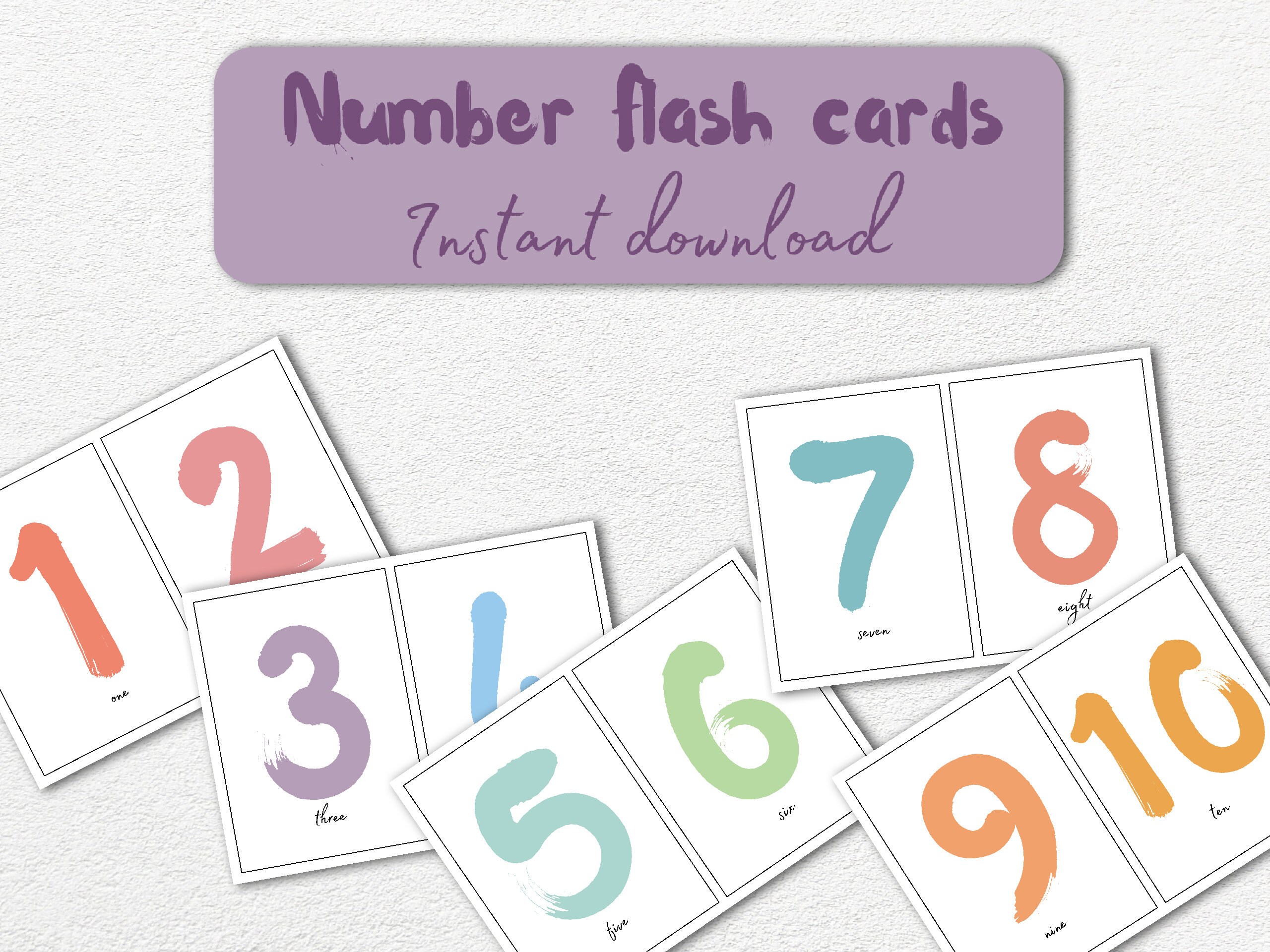 Numbers Flash Cards, Montessori Toddler, Instant Download, Preschool ...