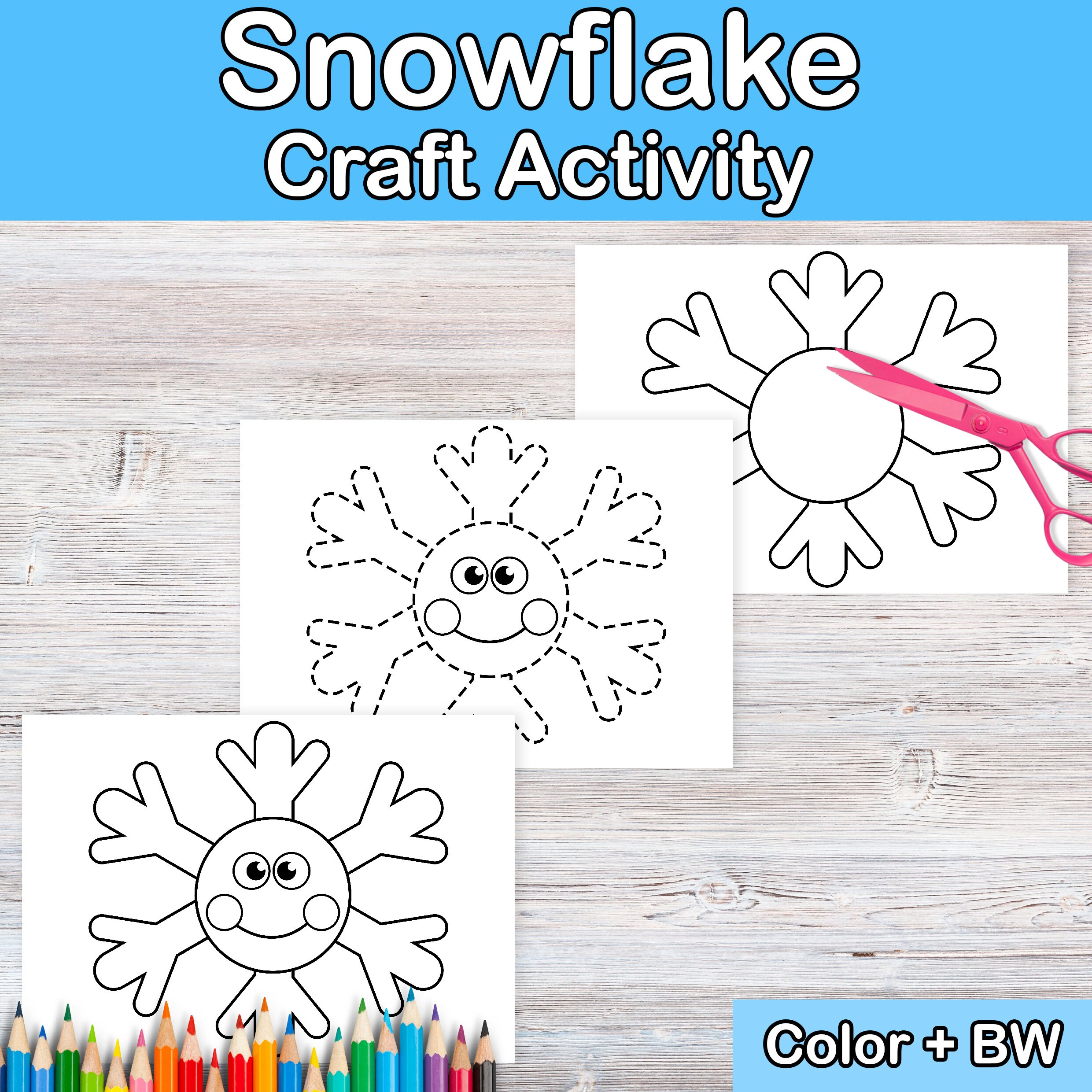 Snowflake Craft, Winter Activity, Montessori, Beginning Scissors ...