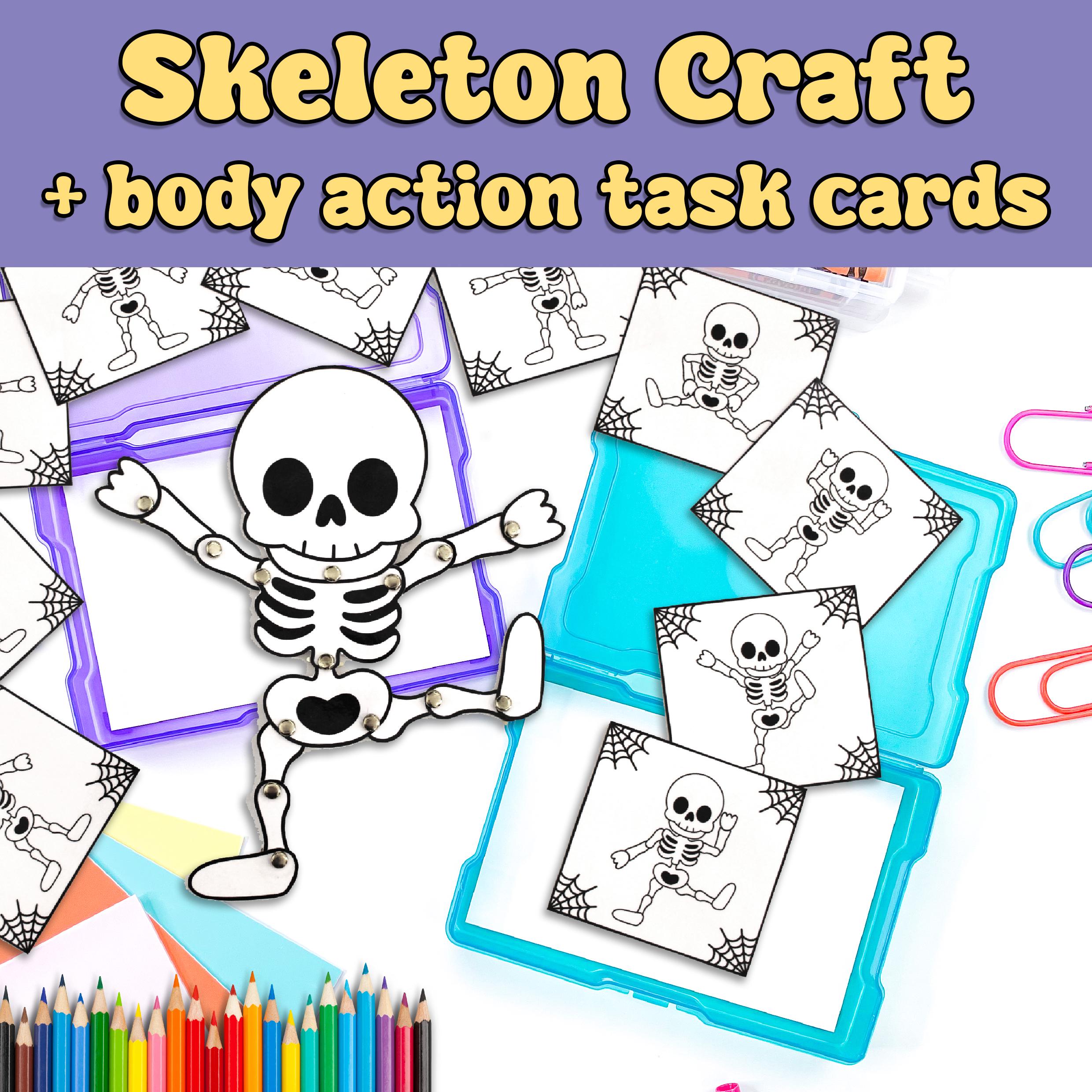 Halloween Skeleton Craft Task Card Center, Halloween Bulletin Board ...