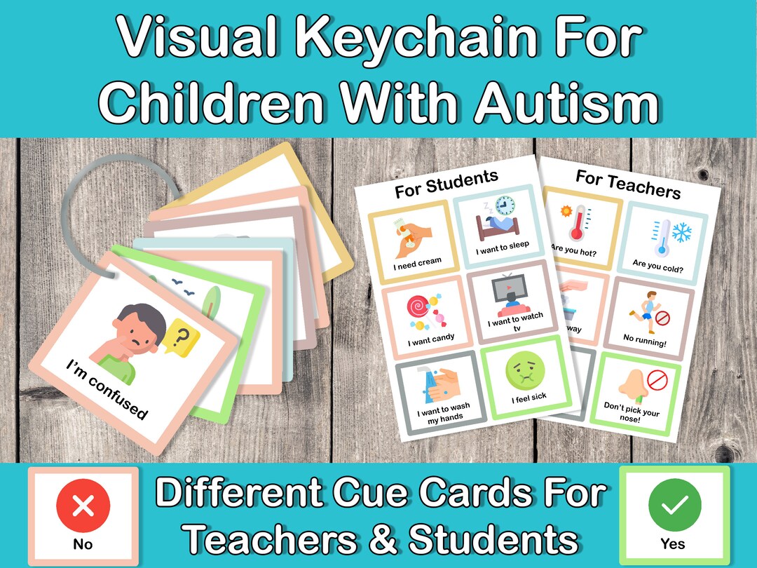 Visual Keychain for Children With Autism , Communication Cards ...
