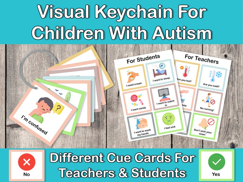 Visual Keychain for Children With Autism , Communication Cards ...