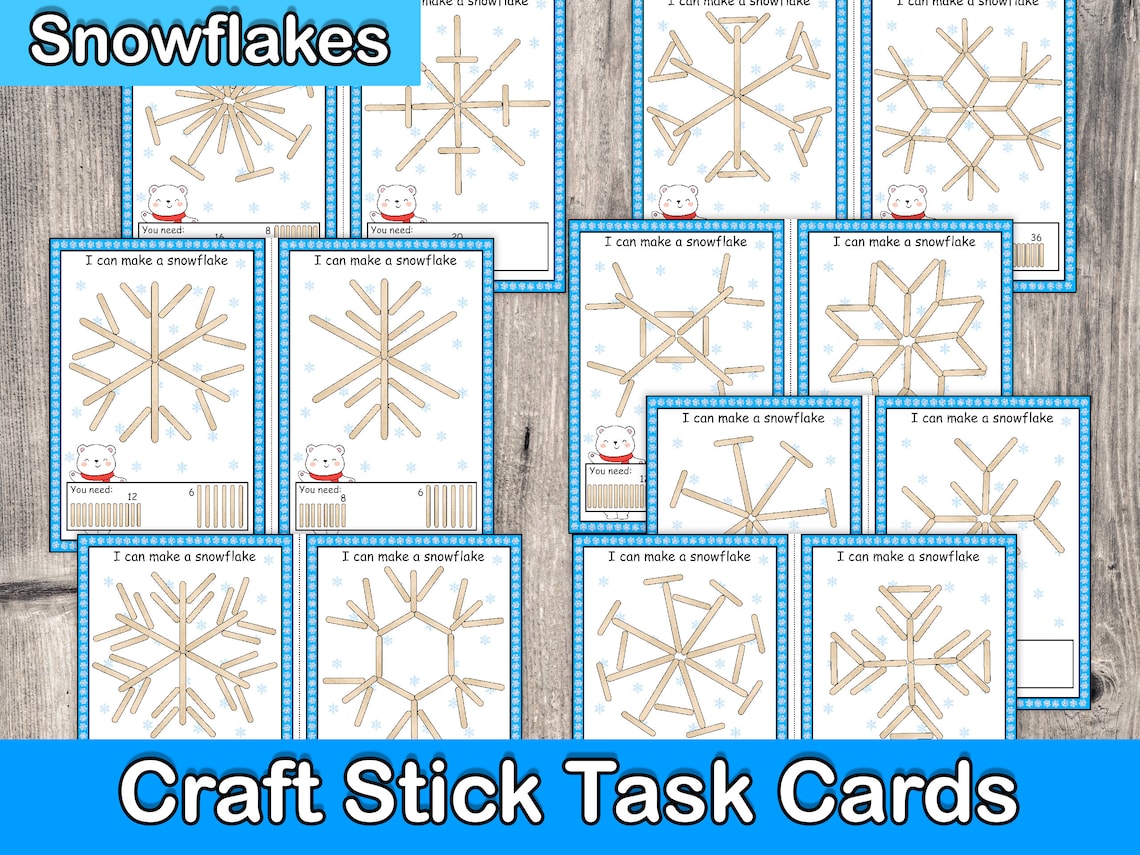 Snowflake Craft Stick Task Cards Winter Fine Motor Skills Christmas ...