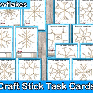 Snowflake Craft Stick Task Cards Winter Fine Motor Skills Christmas ...