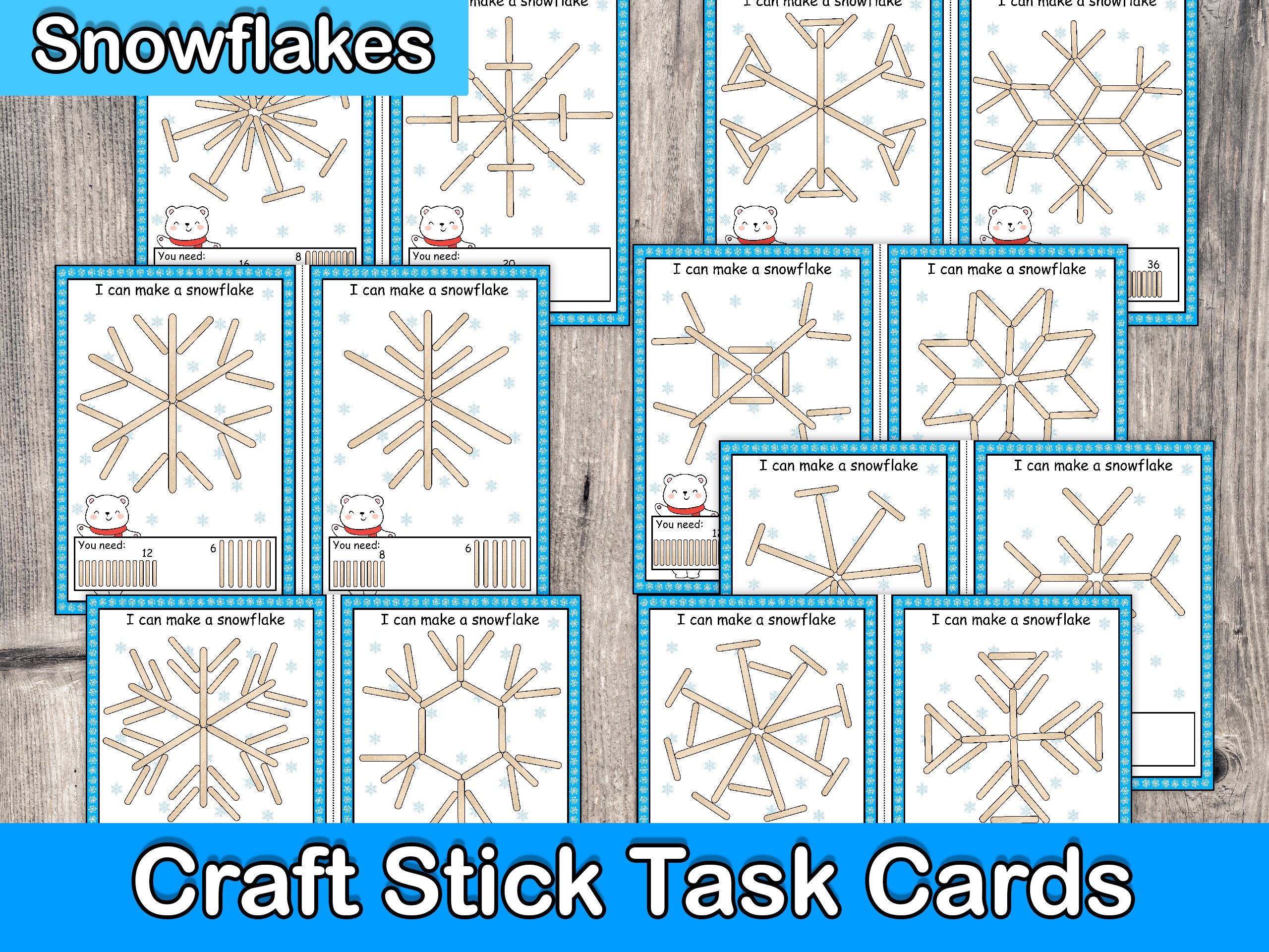 Snowflake Craft Stick Task Cards Winter Fine Motor Skills Christmas ...
