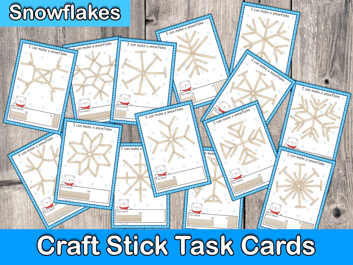 Snowflake Craft Stick Task Cards Winter Fine Motor Skills Christmas ...