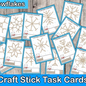 Snowflake Craft Stick Task Cards Winter Fine Motor Skills Christmas ...