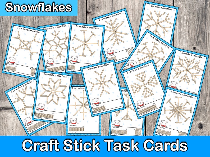 Snowflake Craft Stick Task Cards Winter Fine Motor Skills Christmas ...