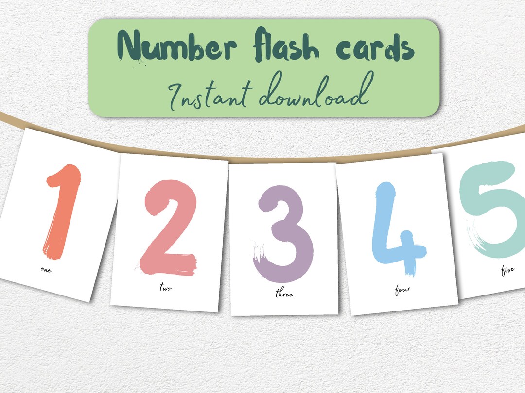 Numbers Flash Cards, Montessori Toddler, Instant Download, Preschool ...