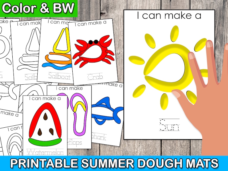 Summer Playdough Mats, Play Dough Fine Motor Skills, Playdough Mats ...