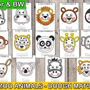 Zoo Animals Play Dough Mats, Playdough Mats, Fine Motor Skills ...
