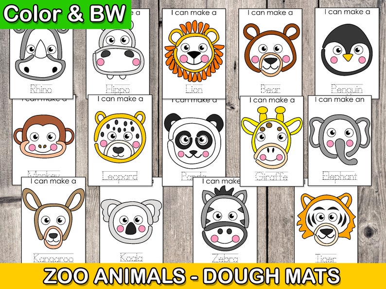 Zoo Animals Play Dough Mats, Playdough Mats, Fine Motor Skills ...