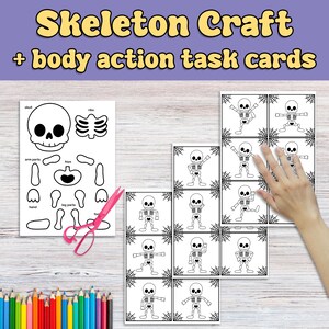Halloween Skeleton Craft Task Card Center, Halloween Bulletin Board ...